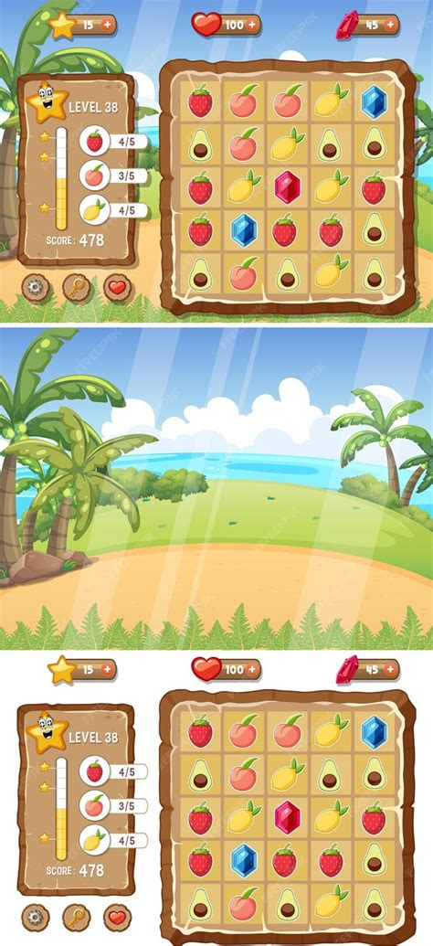 요소가 있는 게임 배경 템플릿 무료 벡터