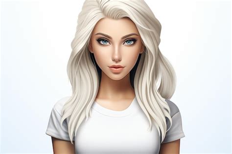 Premium Photo A Beautiful Blonde Woman With Blue Eyes Wearing A White