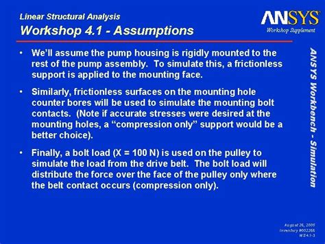 Workshop 4 1 Linear Structural Analysis Linear Structural
