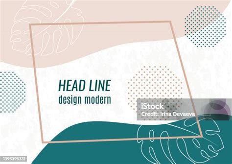 추상 프레임 컬러 웨이브 몬스터 잎 벡터 일러스트 레이 션 현대 미술 그래픽 포스터 배너 텍스트를위한 장소가있는 브로셔 기하 도형에 대한 스톡 벡터 아트 및 기타 이미지