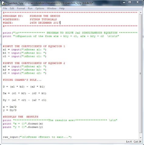 Program To Solve Simultaneous Equation In Python The Genius Blog