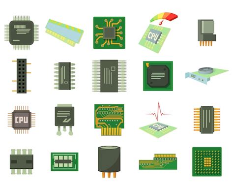 Premium Vector Micro Chip Icon Set