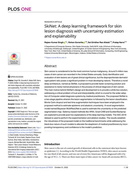 PDF SkiNet A Deep Learning Framework For Skin Lesion Diagnosis With Uncertainty Estimation