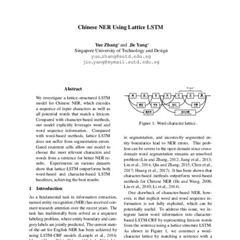 Chinese Ner Using Lattice Lstm Acl Anthology