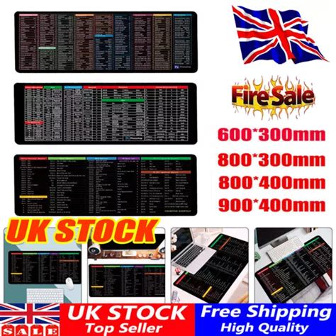 Excel Shortcuts Cheat Sheet Office Mouse Pad Keyboard Mats Desk Giant