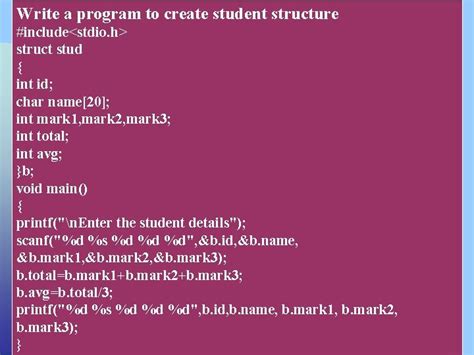 srmmca session objectives define structure create structure variable