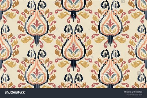 Hand Draw Ikat Floral Paisley Embroiderygeometric Stock Vector Royalty Free 2454088529