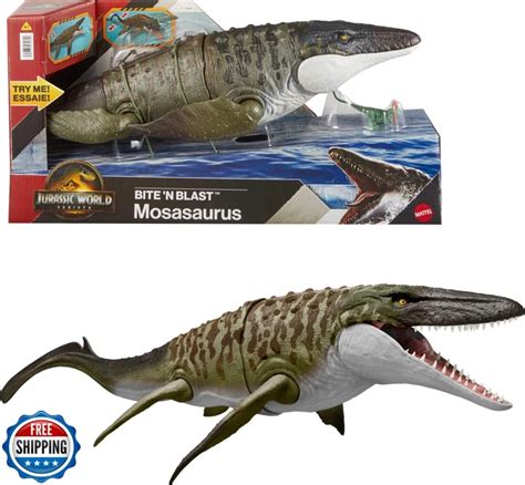 Mattel Jurassic World Rebirth Bite N Blast Mosasaurus Action Figure And