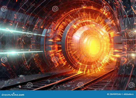 Futuristic Interpretation Of The Particle Acceleration Process Stock