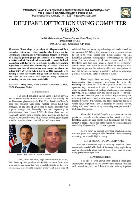 Pdf Deepfake Detection Using Computer Vision
