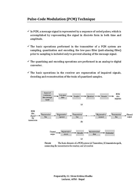 Pulse Code Modulation Pcm Technique Prepared By Er Shree Krishna
