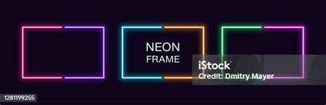 네온 사각형 프레임 2 윤곽 부분의 직사각형 네온 테두리 세트 벡터 기하학적 모양 도시 전사에 대한 스톡 벡터 아트 및 기타 이미지 도시 전사 0명 Led 조명