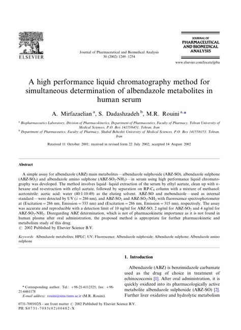 Pdf A High Performance Liquid Chromatography Method For Simultaneous Determination Of