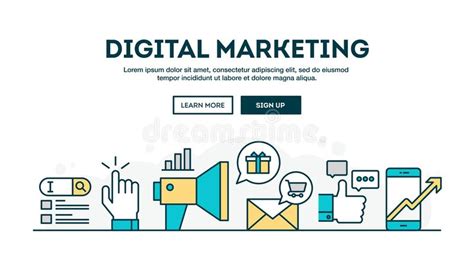 Technology Colorful Concept Header Flat Design Thin Line Style Stock Vector Illustration Of