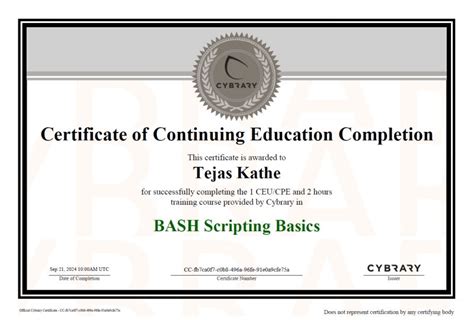 Tejas Kathe On Linkedin Ive Recently Completed My Basic Bash Scripting Certification Marking A