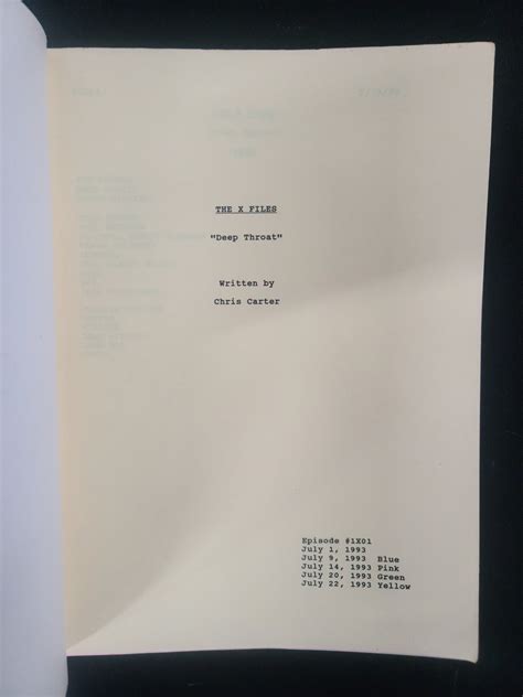 Production Used X Files Script Episode The Deep Throat The X Files Preservation Collection