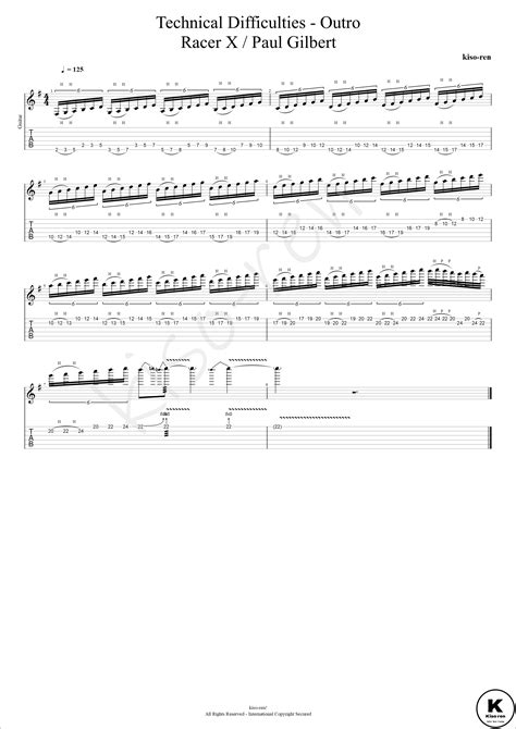 【tab】technical Difficulties Final Shred Solo Racer X Paul Gilbert