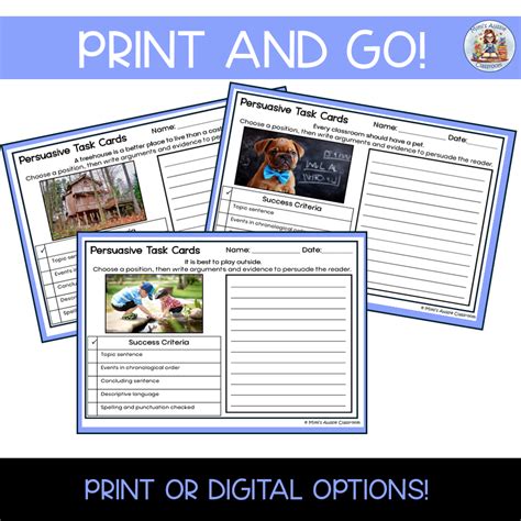 Persuasive Writing And Paragraph Prompt Task Cards Bundle Grades 3 To 6