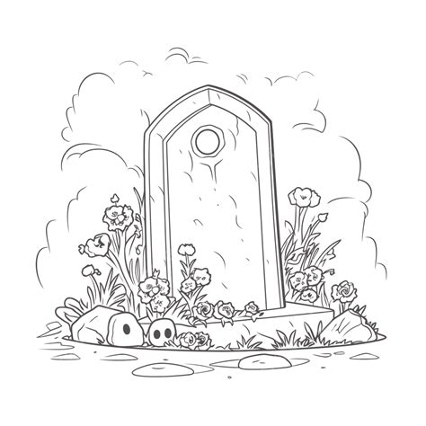 고요한 Gardenscapes 개요 스케치 드로잉의 스타일로 벡터 묘비 그림 묘비 개요 묘비 스케치 Png 일러스트 및 벡터 에 대한 무료 다운로드 Pngtree