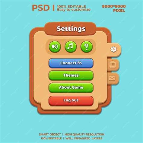 Premium Psd Setting Screen Ui 2d Game Ui User Interface Casual Game