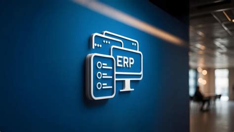 Photo Realistic ERP Interface And Analytics Icon With Ample Text Space On Blue Background Ideal
