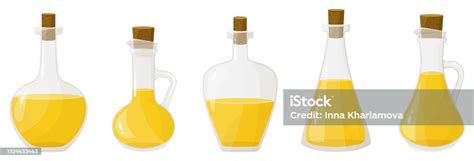 흰색으로 분리 된 유리 병에 오일 세트 플랫 스타일로 벡터 그림 버진 유기농 건강 오일 제품 씨 오일 0명에 대한 스톡 벡터 아트 및 기타 이미지 Istock