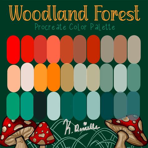 Woodland Forest Procreate Color Palette Color Swatches Ipad Procreate