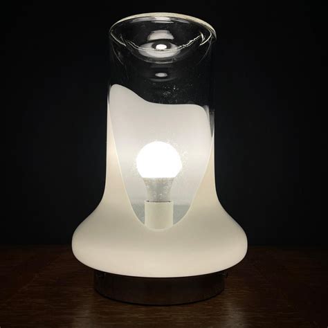 Vintage White Glass Table Lamp Italy 1970s For Sale At 1stdibs