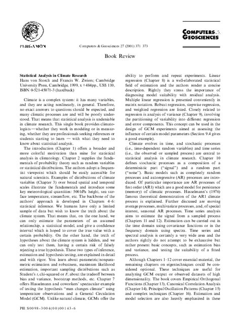 Pdf Statistical Analysis In Climate Research