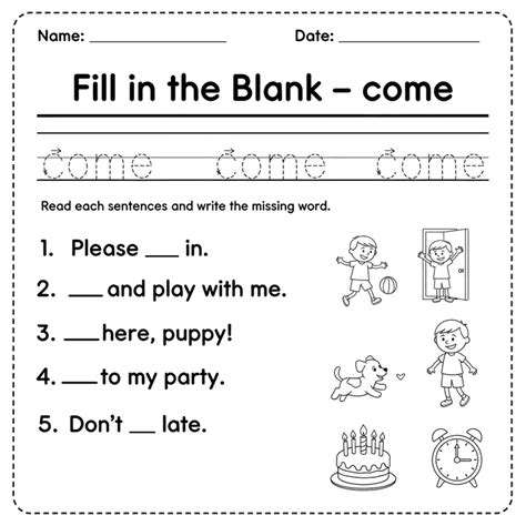 Sight Words Fill In The Blank Worksheets Free Image And Pdf Printables