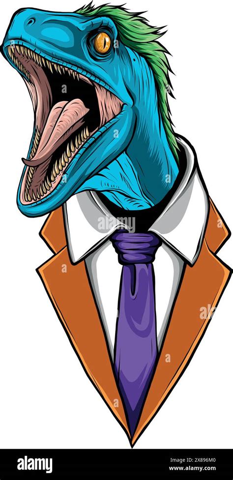 Velociraptor Dinosaur Vector Illustration On White Background Stock