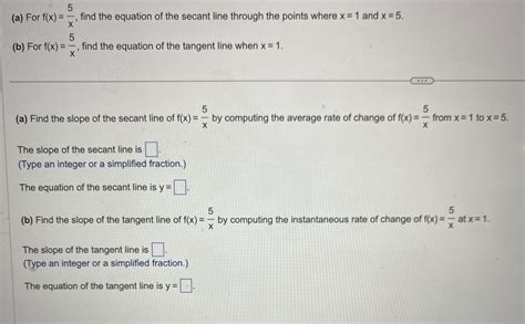 Solved A ﻿for Fx5x ﻿find The Equation Of The Secant