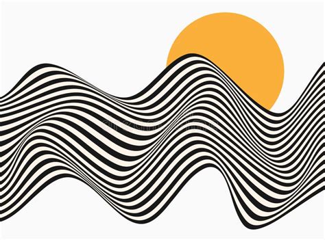 Abstract Background Optical Illusion Black And White Curves Flow Wave Stock Illustration