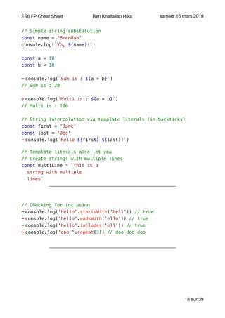 FP Using ES6 Cheat Sheet PDF