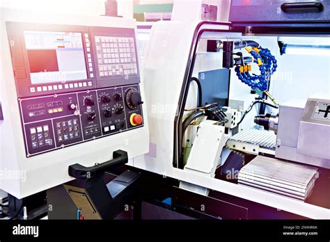 Automatic Lathe CNC Longitudinal Turning With Control Panel Stock Photo Alamy