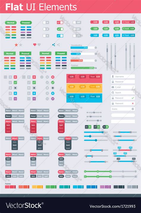 Flat Ui Elements Royalty Free Vector Image Vectorstock