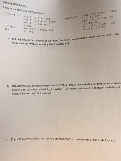 Solved Mips Coding Analyze The Following Mips Program