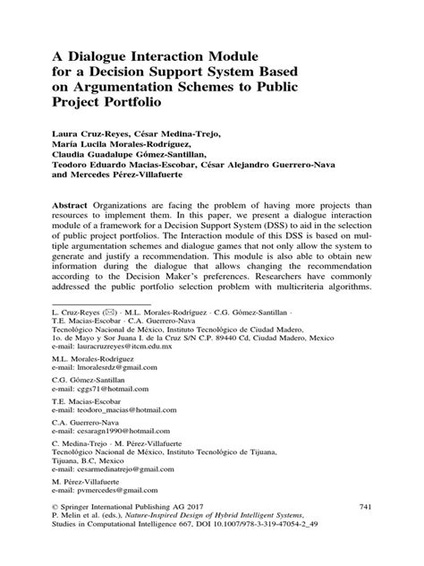 A Dialogue Interaction Module For A Decision Support System Based On Argumentation Schemes To