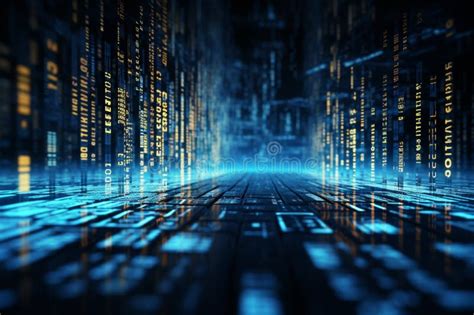 Abstract Technology Scene Ai Algorithms Run Amid Binary Code Background