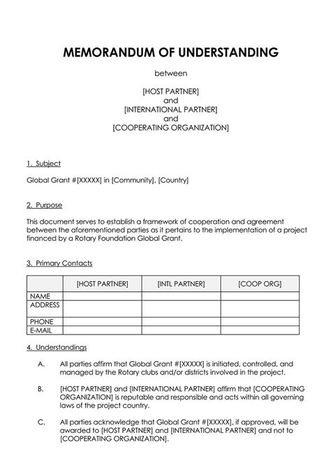 memorandum of understanding format 24 templates