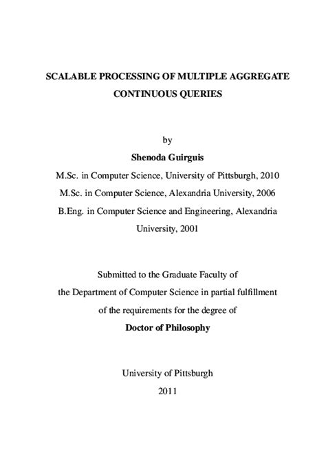 Pdf Scalable Processing Of Multiple Aggregate Continuous Queries