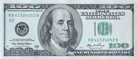 Portrait Of Us President Benjamin Franklin On 100 Dollars Banknote