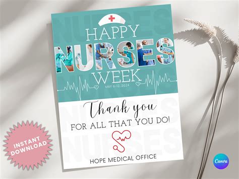 Nurses Week Flyer Happy Nurses Week Nurse Appreciation Editable Nurses Sign National