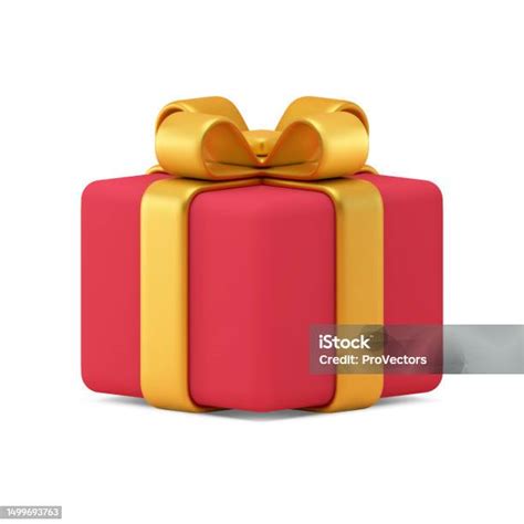 빨간 선물 상자 황금 활 리본 축제 선물 놀람 3d 아이콘 현실적인 벡터 일러스트 레이 션 3차원 형태에 대한 스톡 벡터 아트