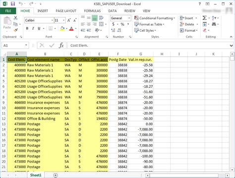 More Advanced Functionalities Sap To Excel Report Export Example 2 Ksb1