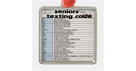 senior texting code metal ornament zazzle