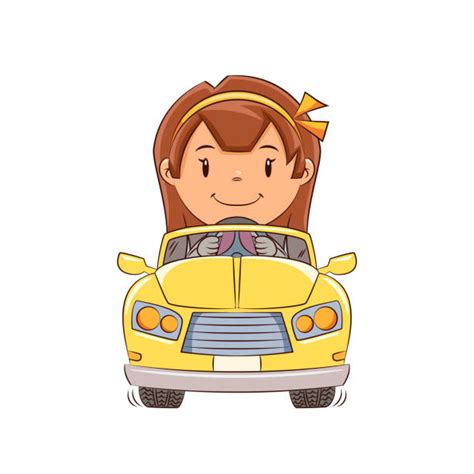Cartoon Of Beautiful Girl Driving Car Illustrations Royalty Free