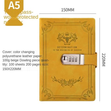 A5 Vintage Password Notebook With Lock Diary Thick Grandado