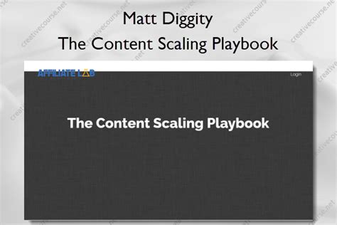 The Content Scaling Playbook Matt Diggity Creative Course