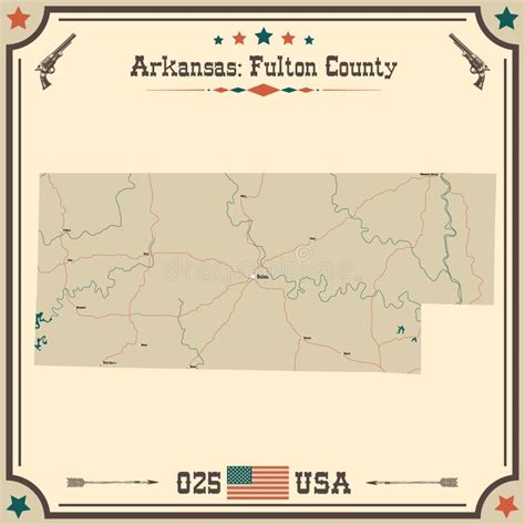 Vintage Map Of Fulton County In Arkansas Usa Stock Vector Illustration Of States Flag